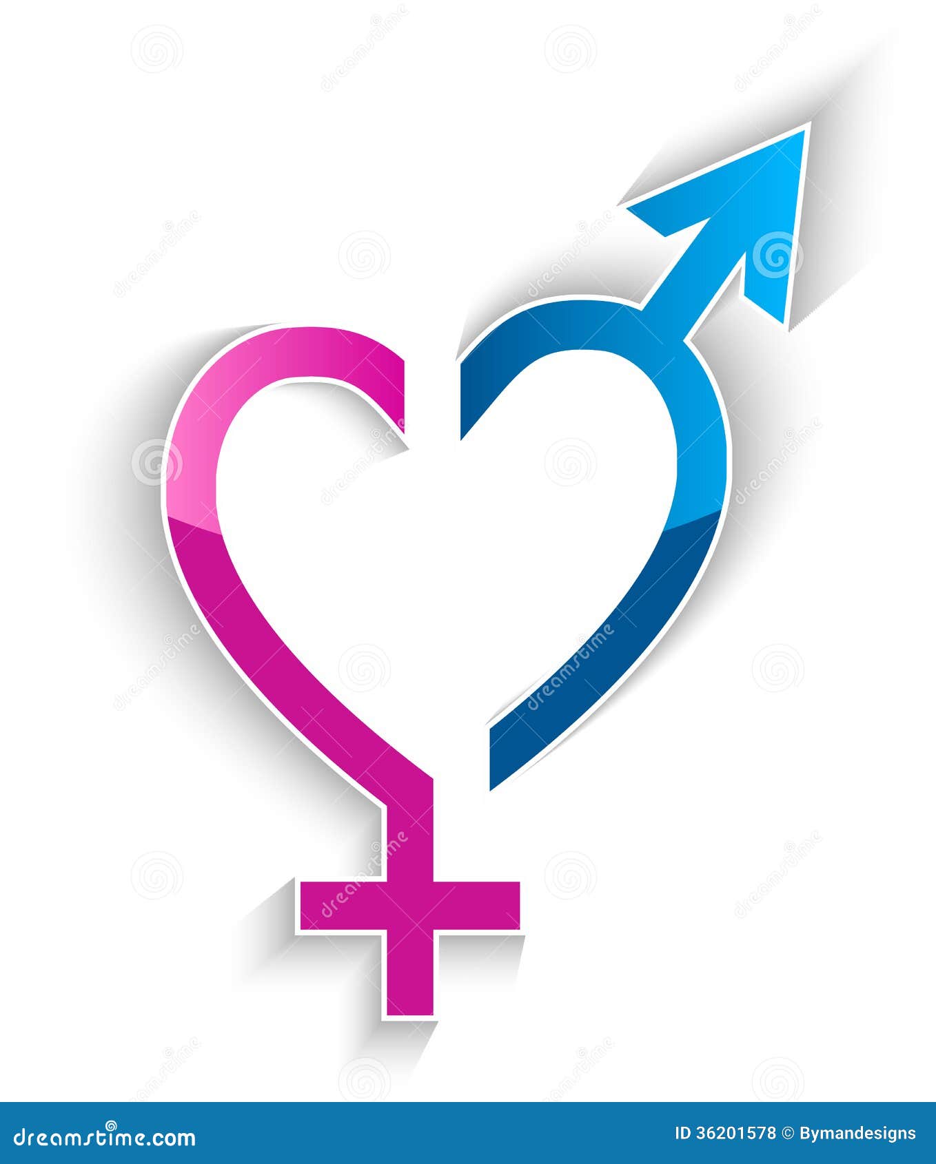 Male And Female Sex Symbol Heart Shape Concept Stock Vector