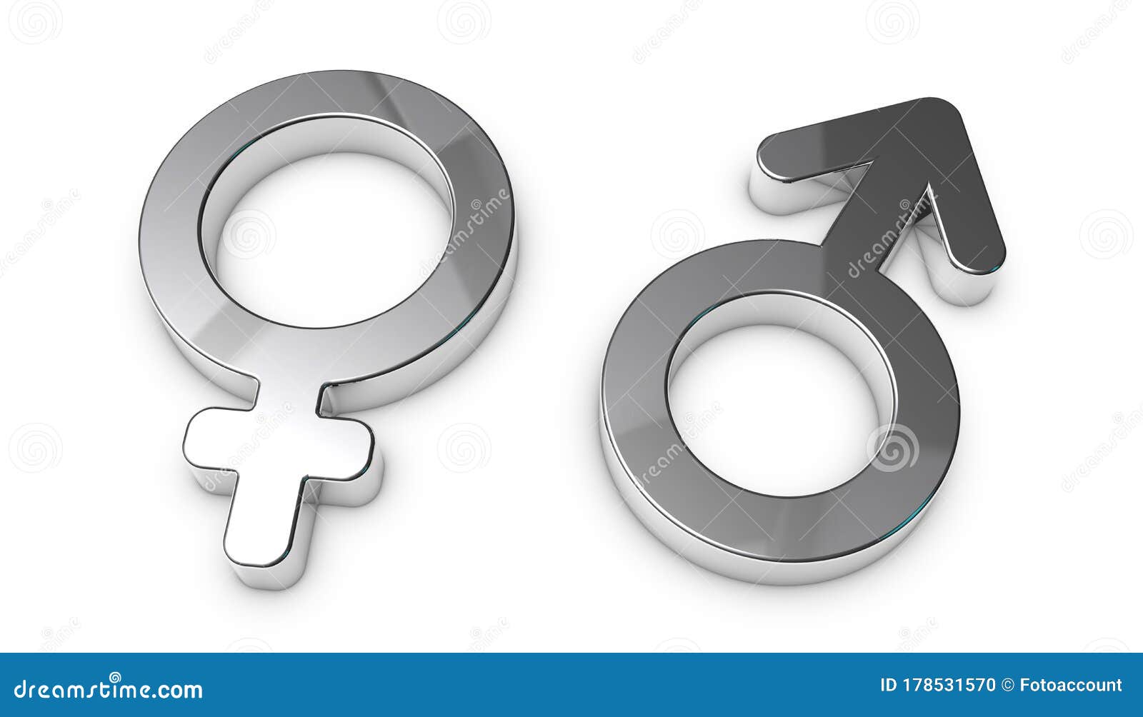 Male And Female Sex Symbols Silver Metallic 3d Illustrations