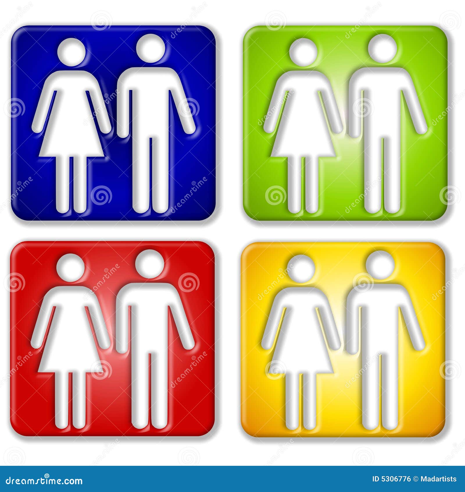 Male Female Square Icons stock illustration. Illustration of gold - 5306776
