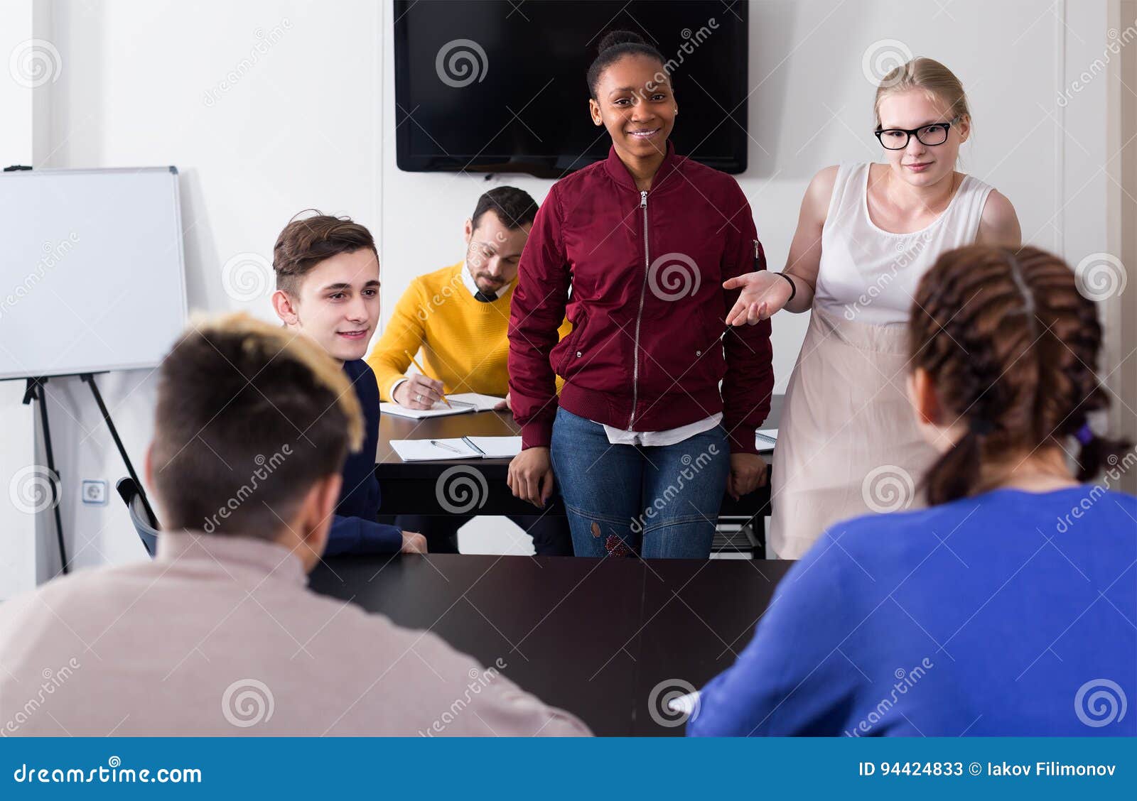 Male and Female Students Having Conversation at Recess Stock Image ... Male and Female Students Having Conversation at Recess Stock Image ...