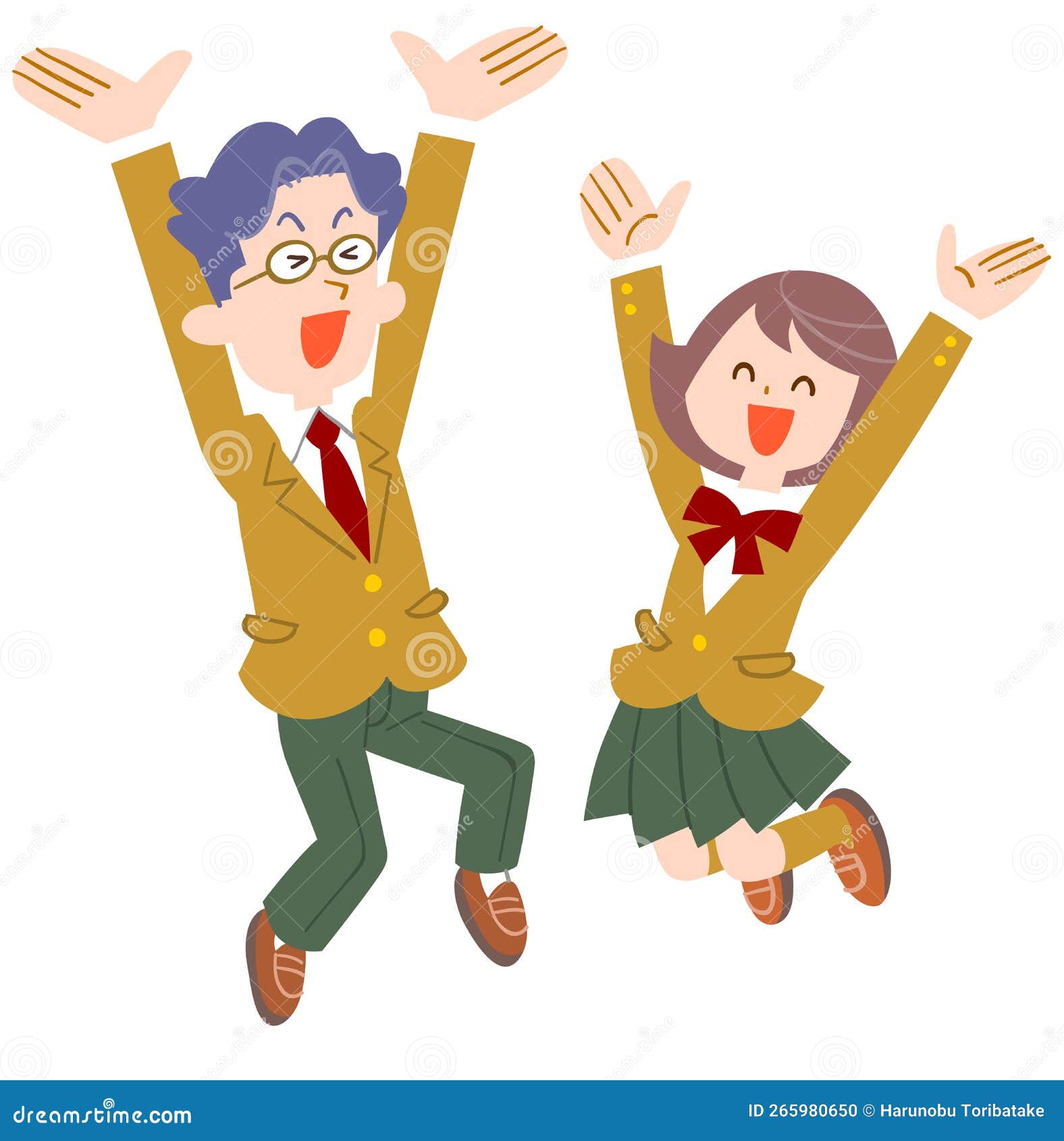 3d Students Jumping For Final Colege Graduation Stock Photography ...