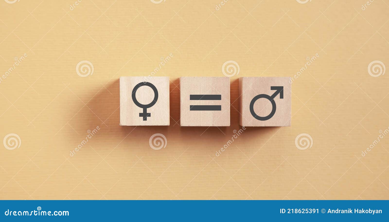 Male And Female Symbols On Wooden Cubes Concept Of Gender Equality