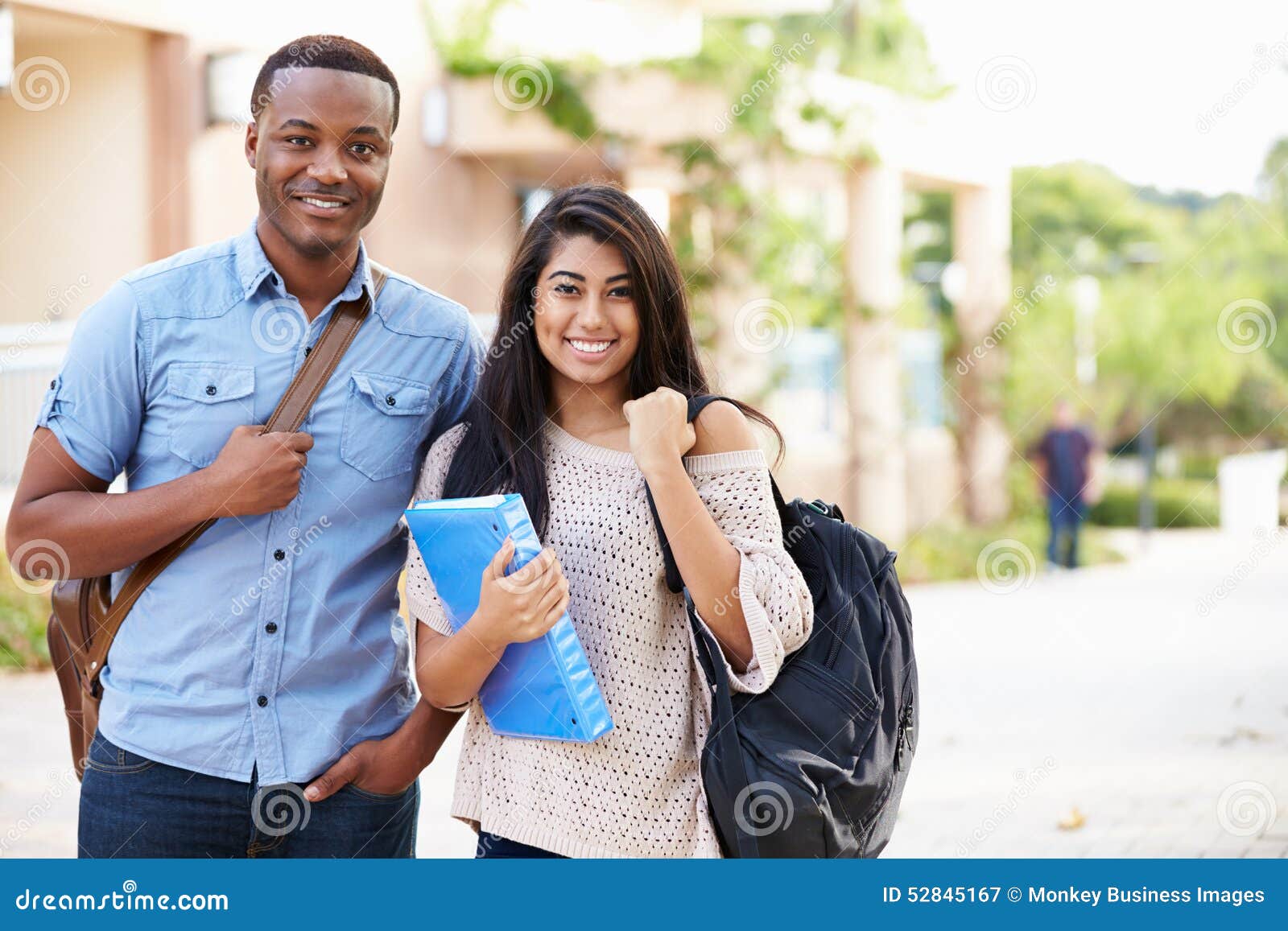 Male and Female University Students Outdoors on Campus Stock Image ...