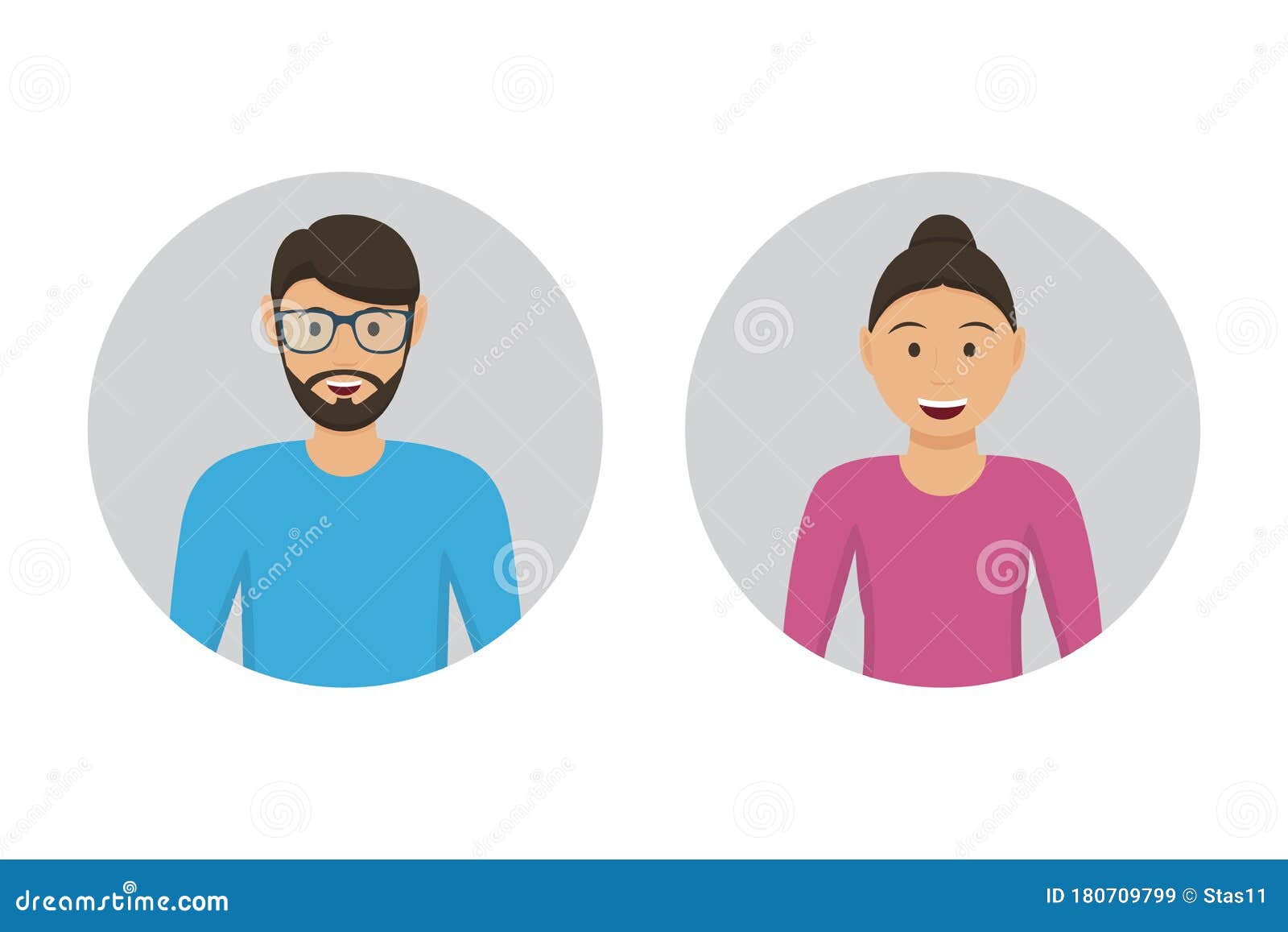Male and Female User Icons in a Flat Design Stock Vector - Illustration ...