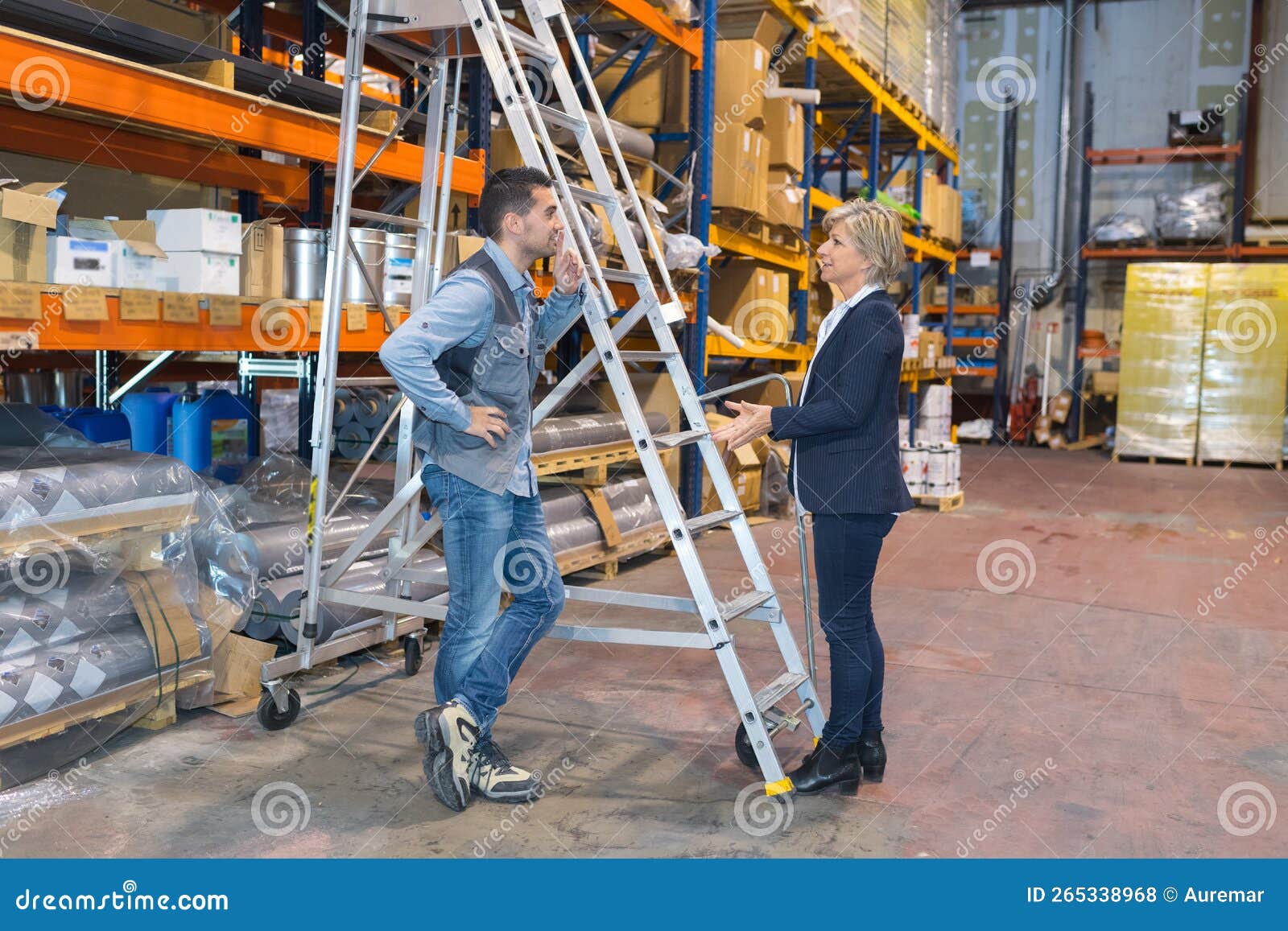 Male and Female Warehouse Workers in Warehouse Stock Photo - Image of ...