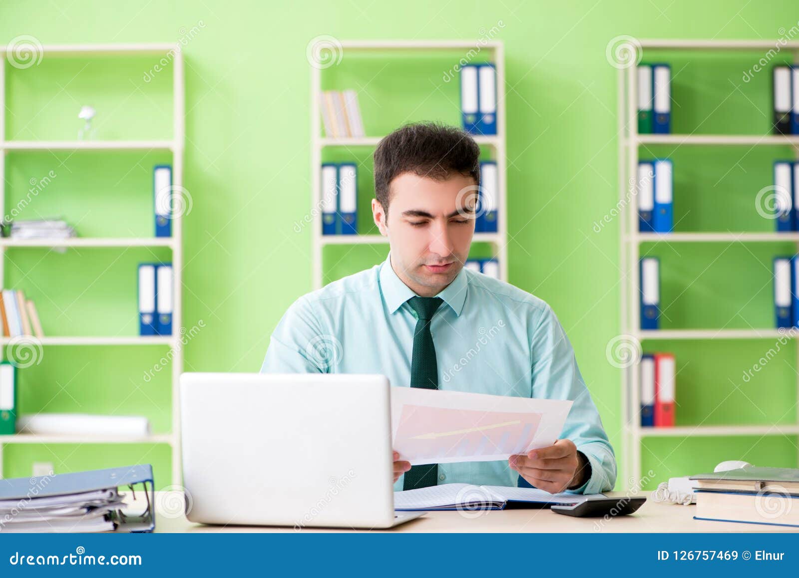 The Male Financial Manager Working in the Office Stock Image - Image of ...