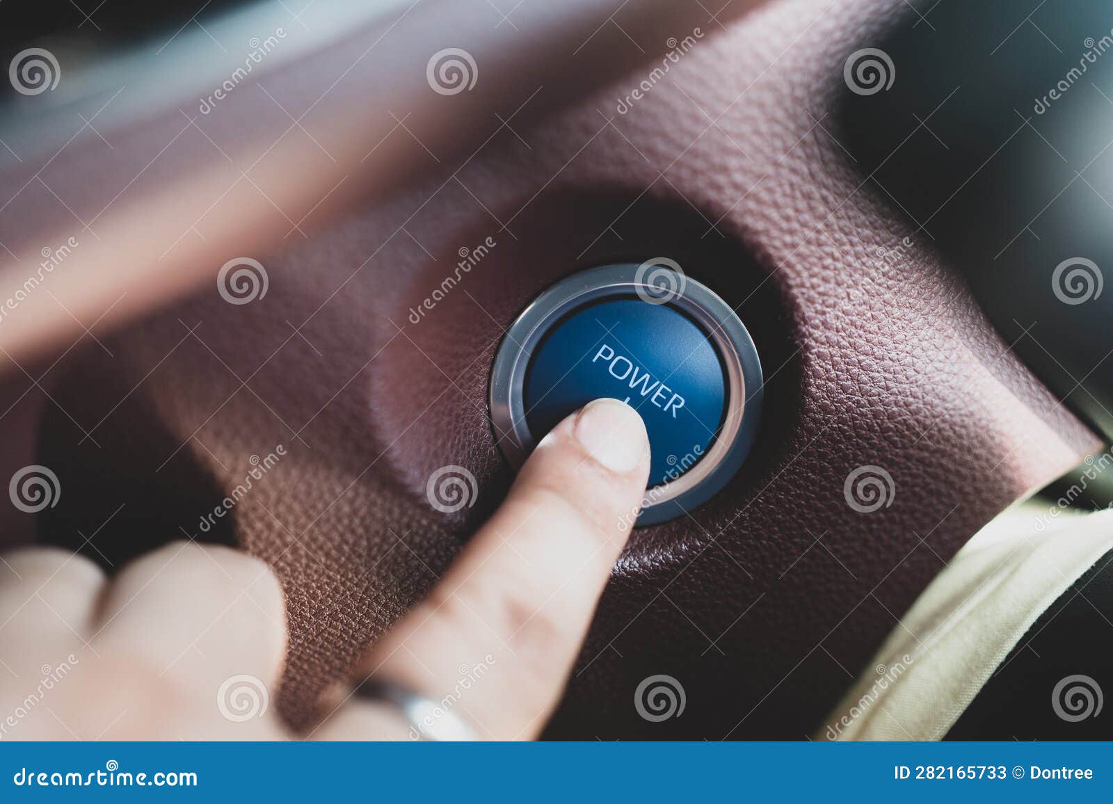 Male Finger Pressing the Engine Start Button in the Car. Start and Stop ...