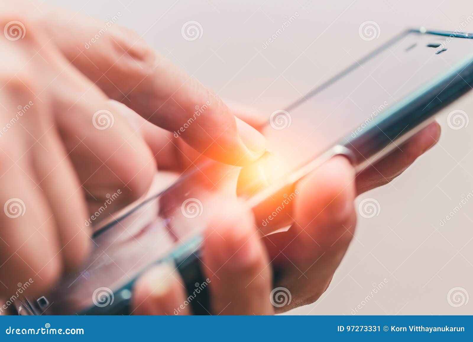 Male Finger Touch Smartphone Screen for Choice Select or Make Decision ...