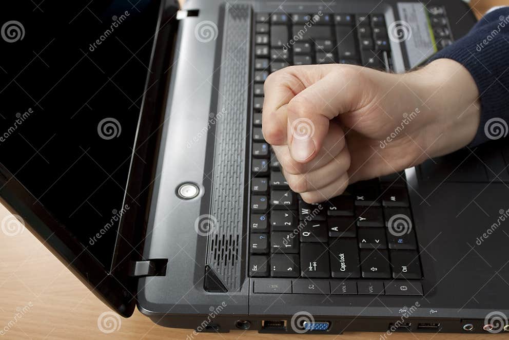 Male Fist on a Computer Keyboard Stock Photo - Image of break, male ...