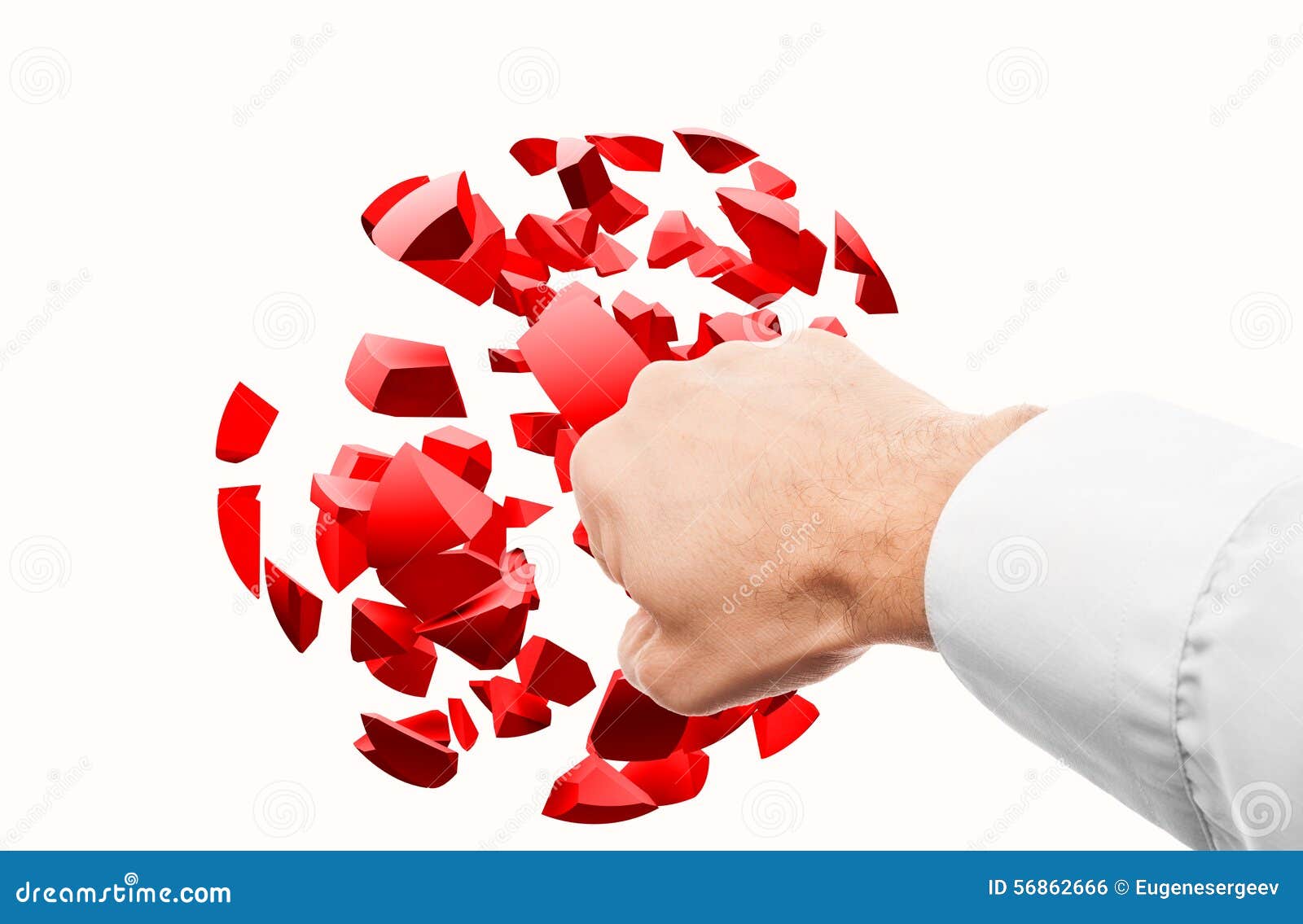 Male Fist Hits the Target Red 3d Sphere Stock Illustration ...