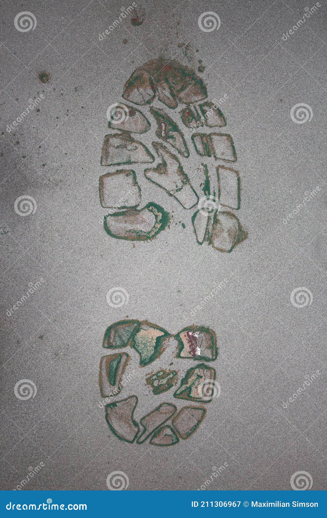 Male Footprint in Grey Powder Coating Dust Stock Image - Image of ...