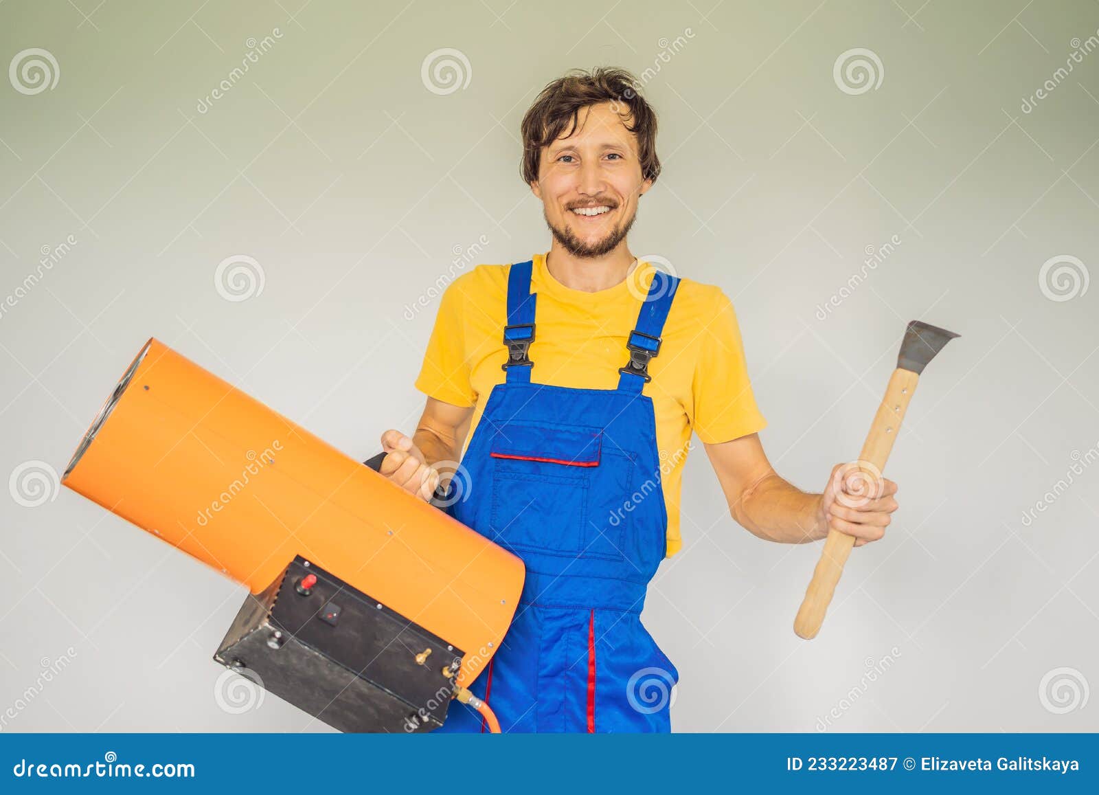 Male Foreman for Installing Stretch Ceilings with Air Heater Stock ...