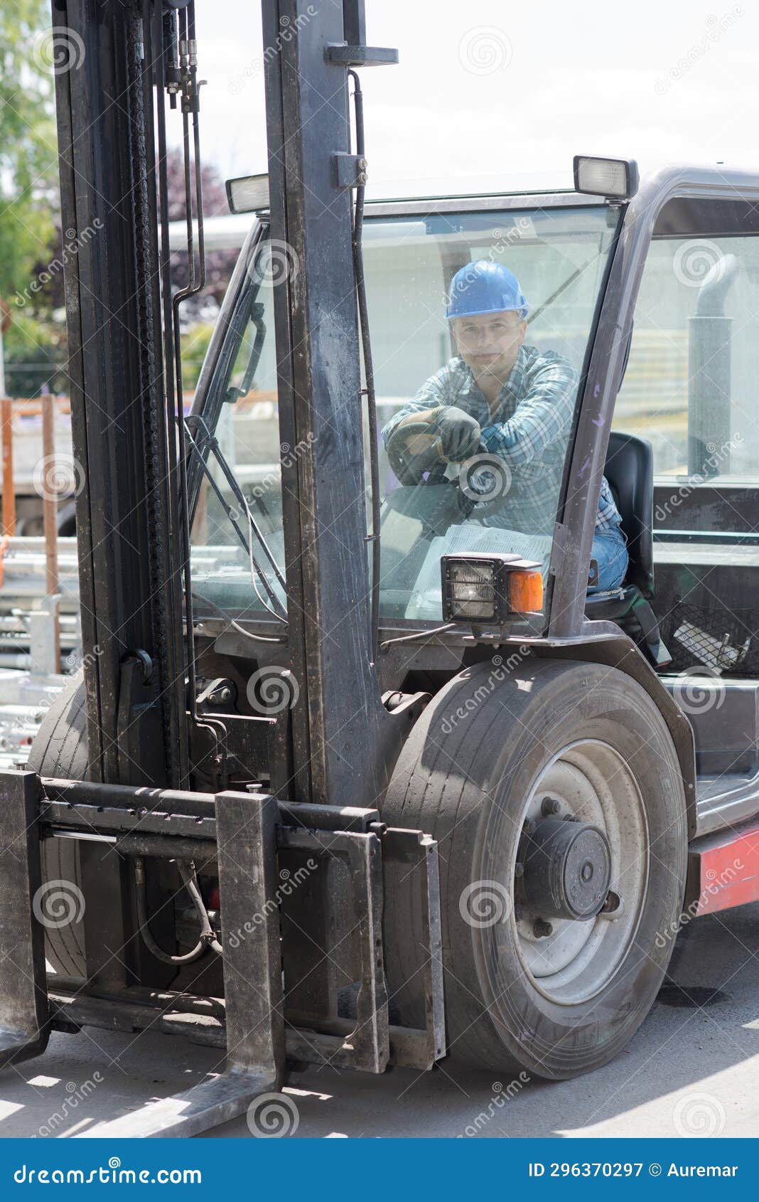 Male Forklift Driver at Work Stock Image - Image of maneuver, transfer ...
