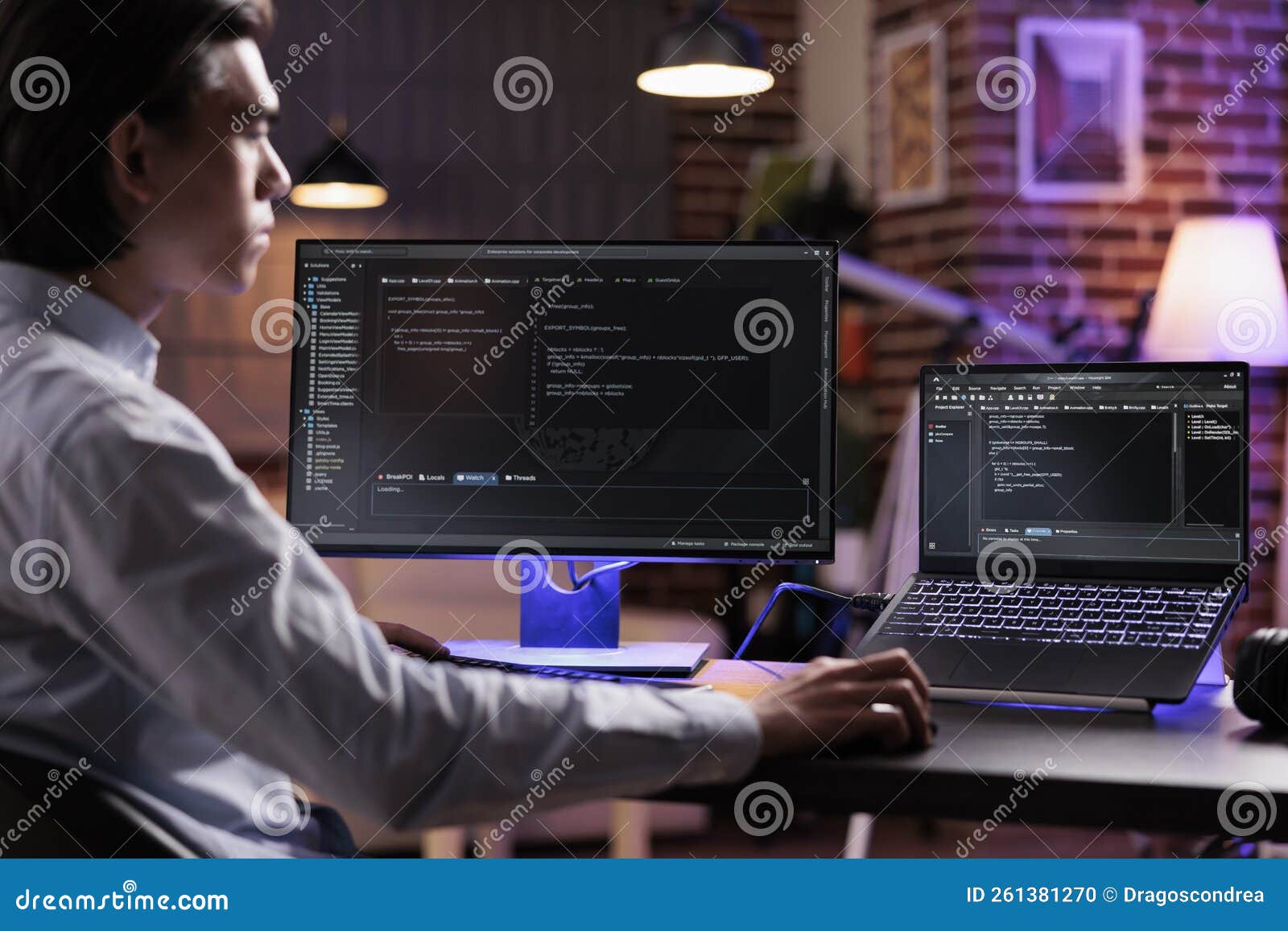 Male Freelancer Programming Server Encryption Stock Photo - Image of interface, advanced: 261381270