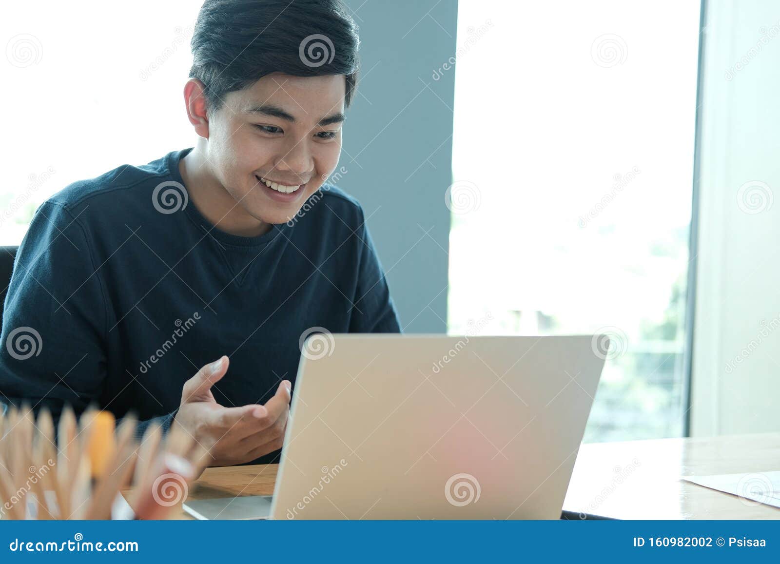 Male Freelancer Working with Computer. Startup Man Analyzing Financial ...