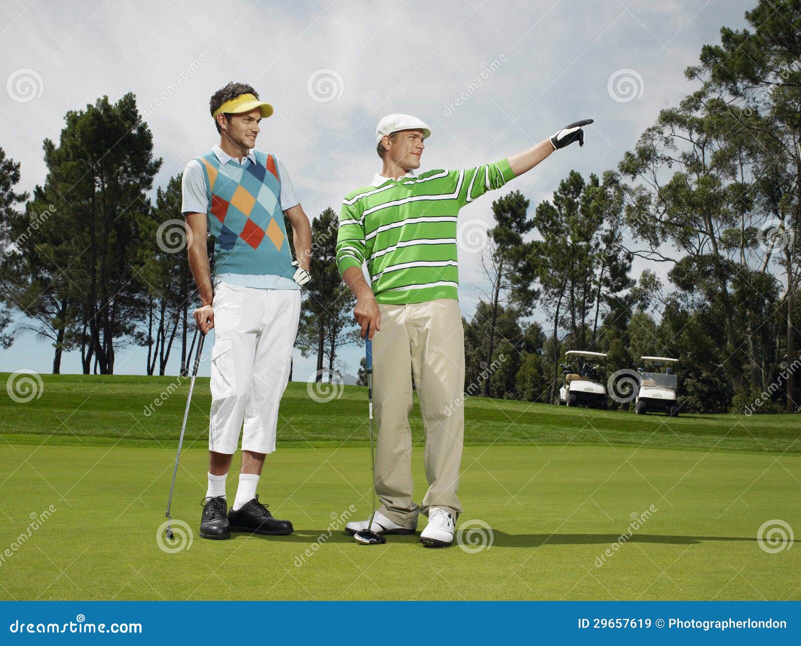 Male Friends Golfing Together Stock Image - Image of competition ...
