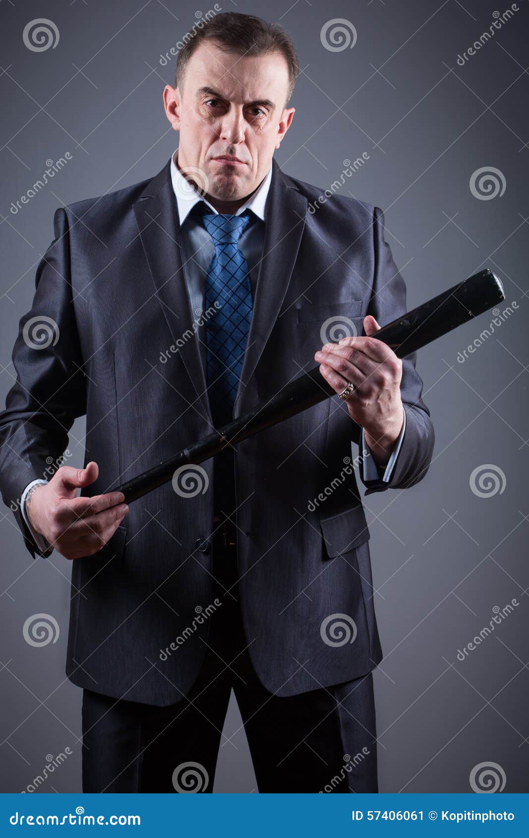 Male Gangster with Baseball Bat Stock Image - Image of fight, office ...