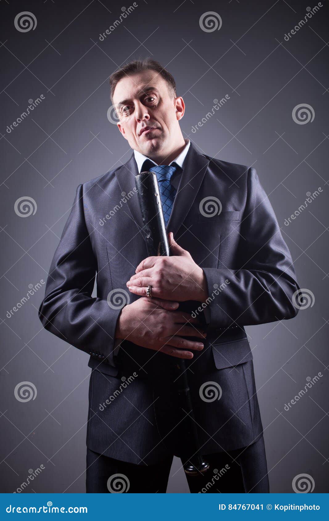 Male Gangster with Baseball Bat Stock Image - Image of businessperson ...