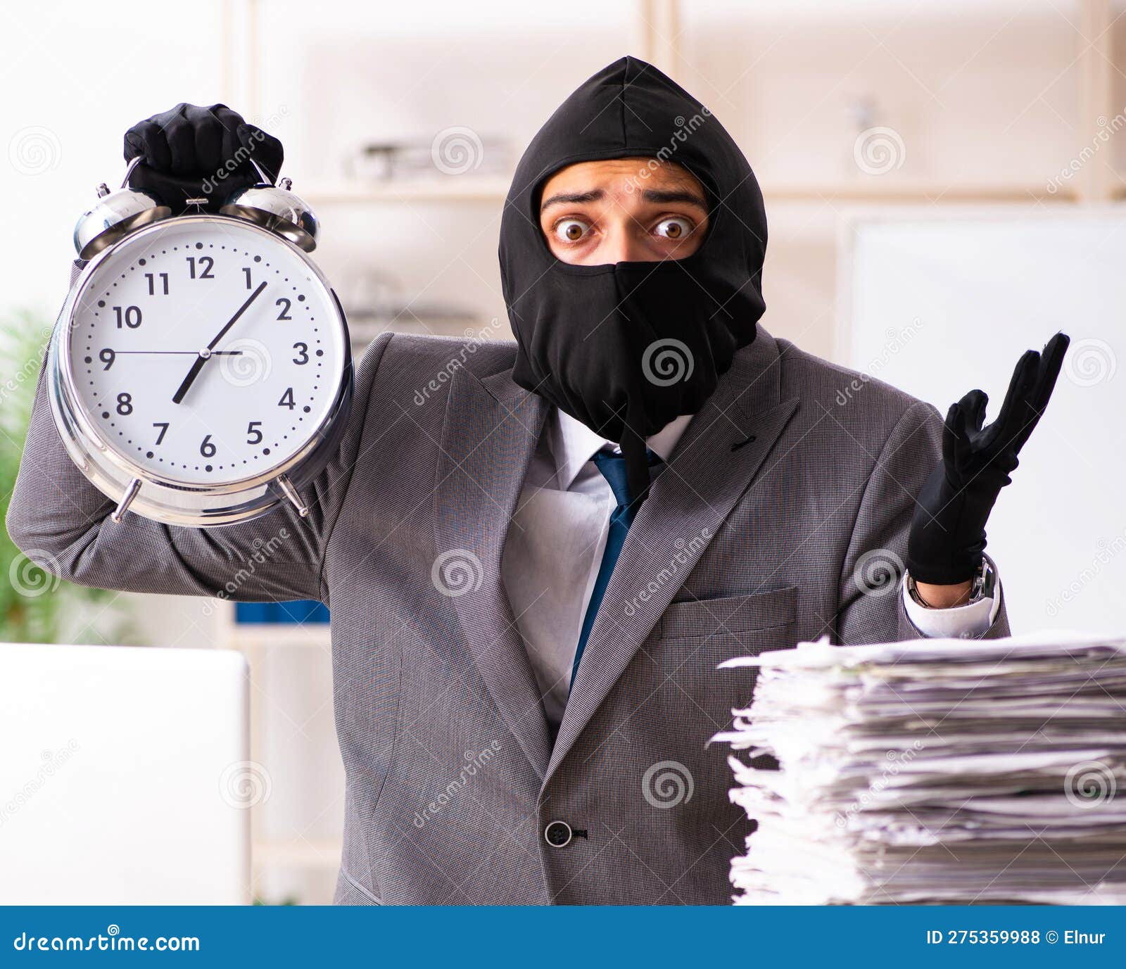 Male Gangster Stealing Information from the Office Stock Photo - Image ...