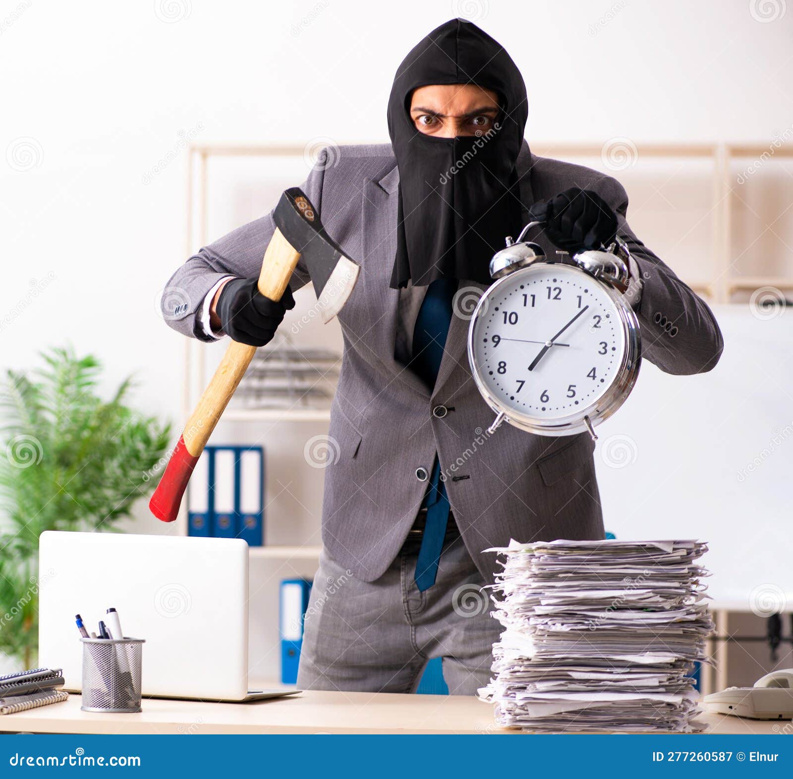 Male Gangster Stealing Information from the Office Stock Image - Image ...