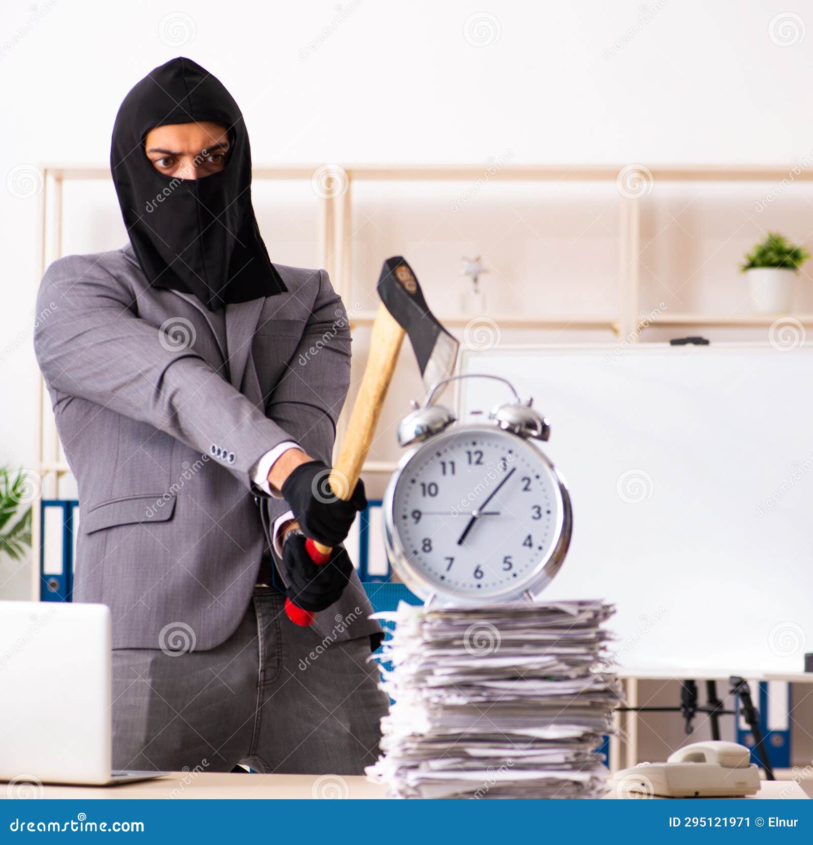 Male Gangster Stealing Information from the Office Stock Image - Image ...