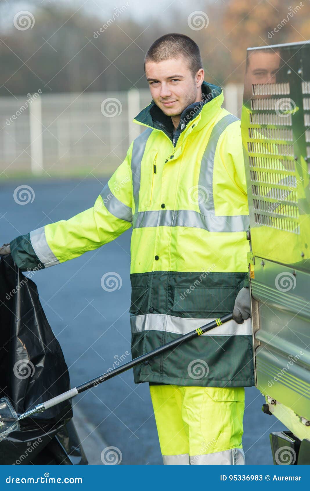 Male Garbage Collector Cleaning Streets Stock Image - Image of street ...