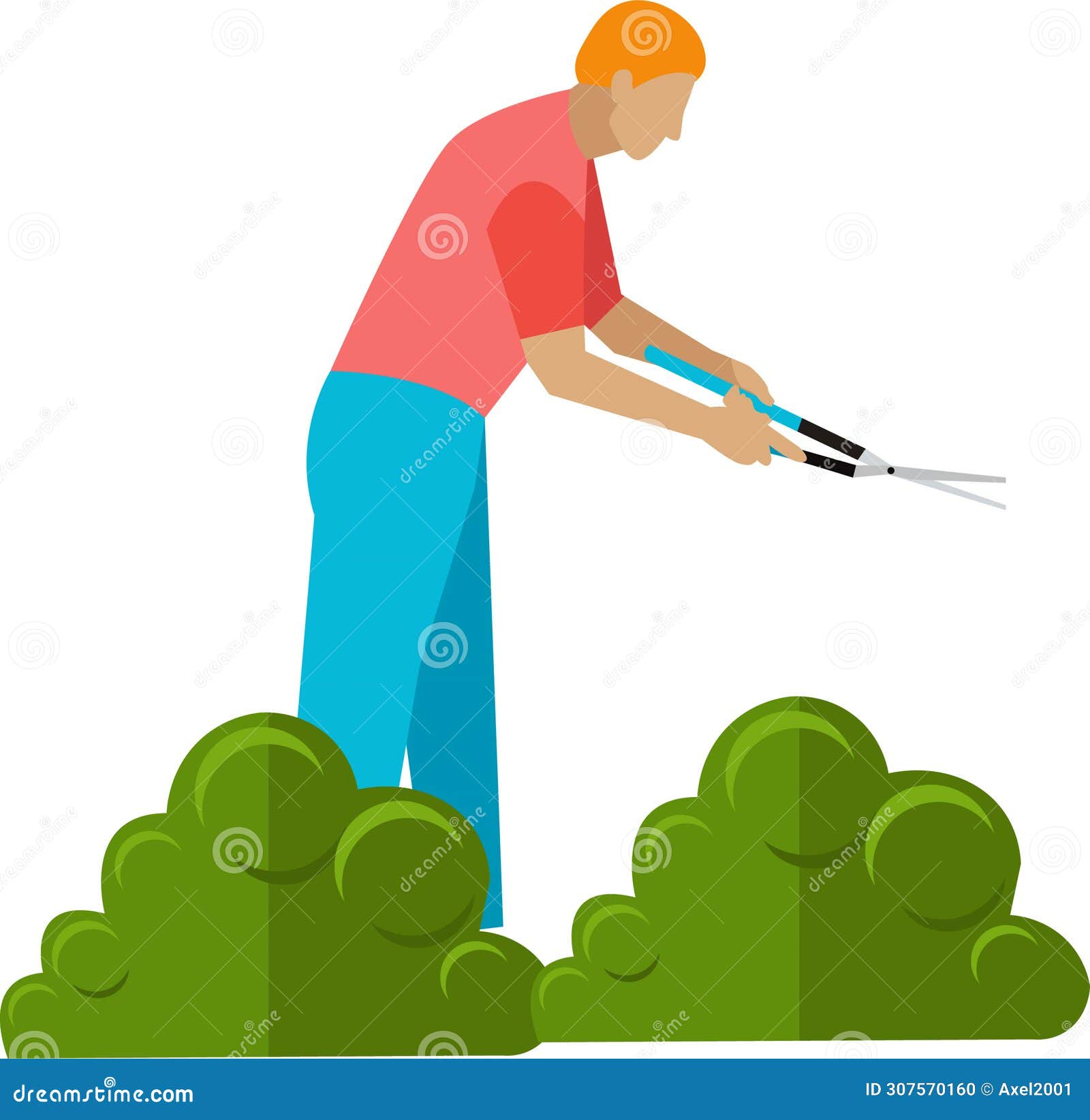 Gardener Trimming Hedge, But Made Mistake , Vector Cartoon Stick Figure ...