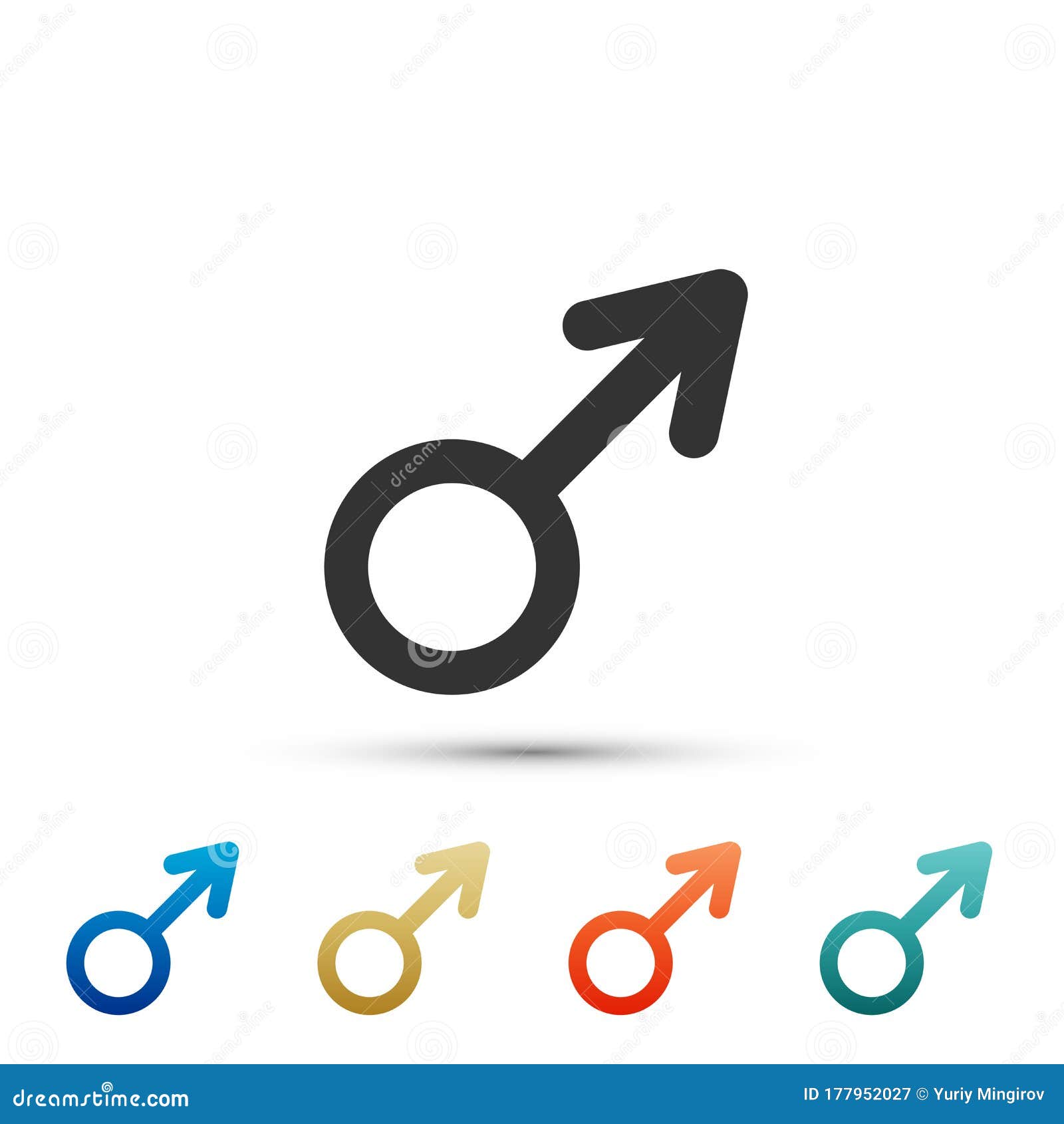 Male Gender Symbol Icon Isolated On White Background Set Elements In