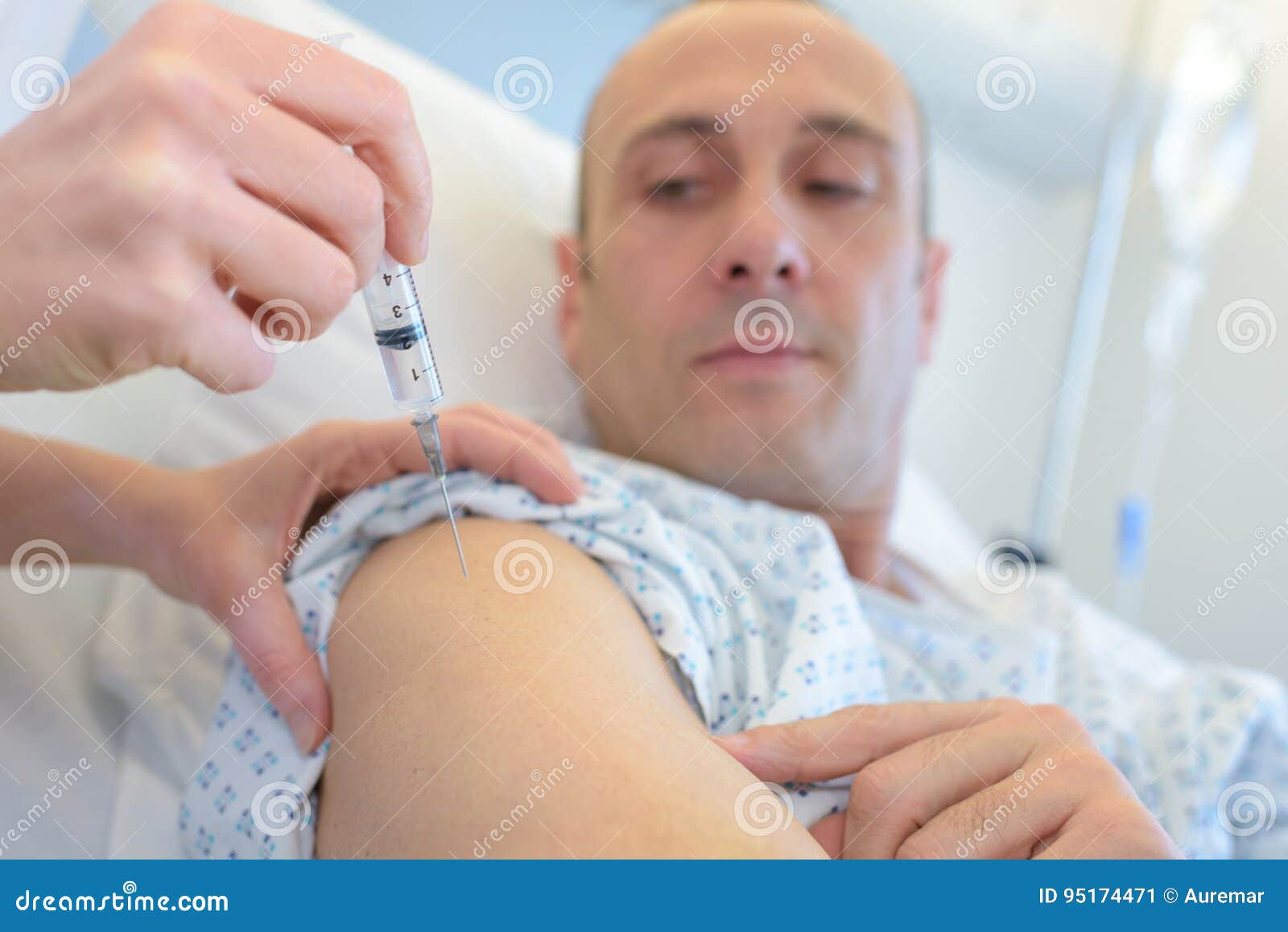 Male Get Injection on Arm before Blood Donation Stock Image - Image of ...