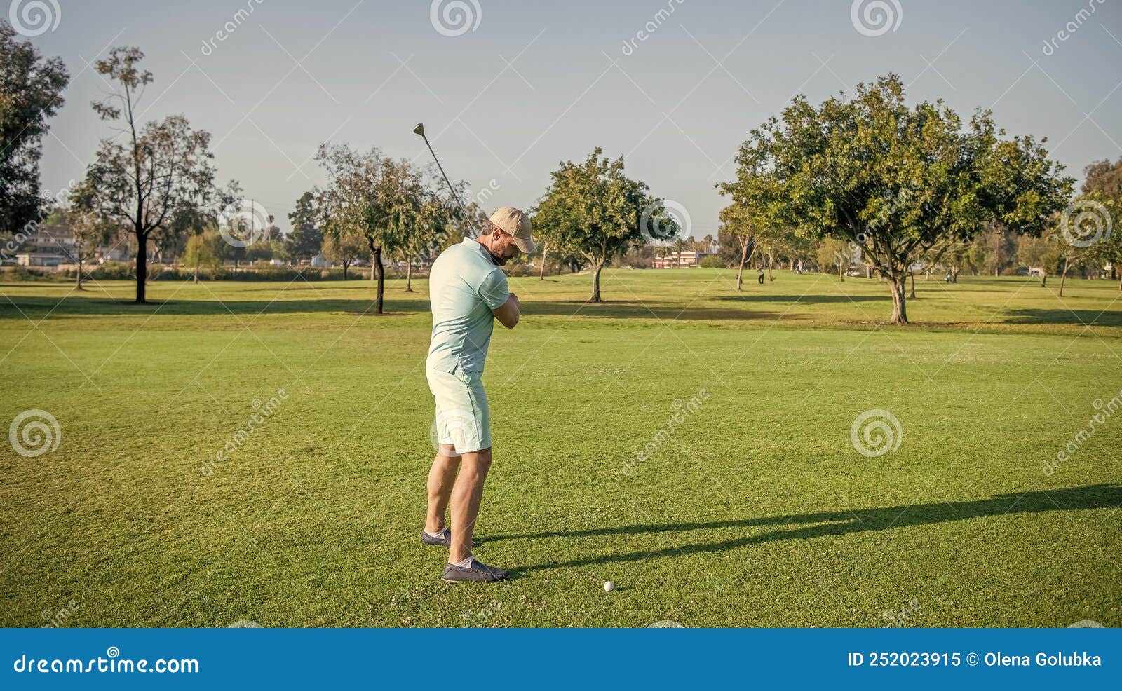 Male Golf Player on Professional Course with Green Grass, Golf Stock ...