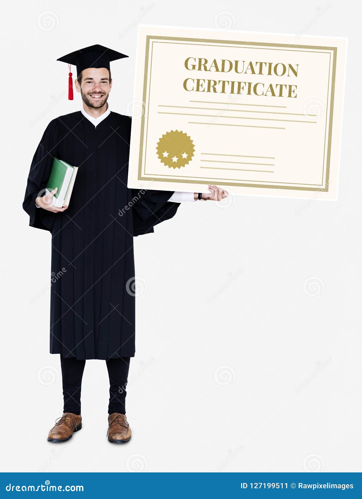 Male Grad Holding A Graduation Certificate Stock Image - Image of ...