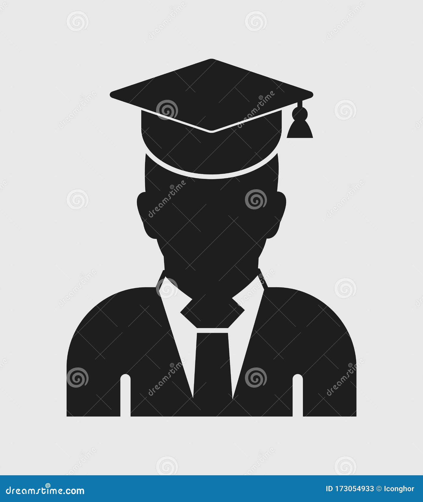 Male Graduate Student Icon with Gown and Cap. Stock Vector ...
