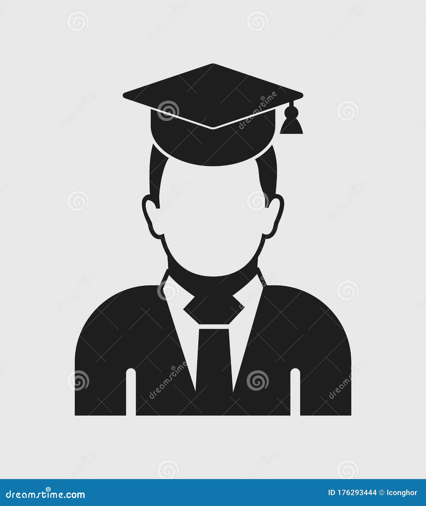 Male Graduate Student Icon with Gown and Cap. Stock Vector ...