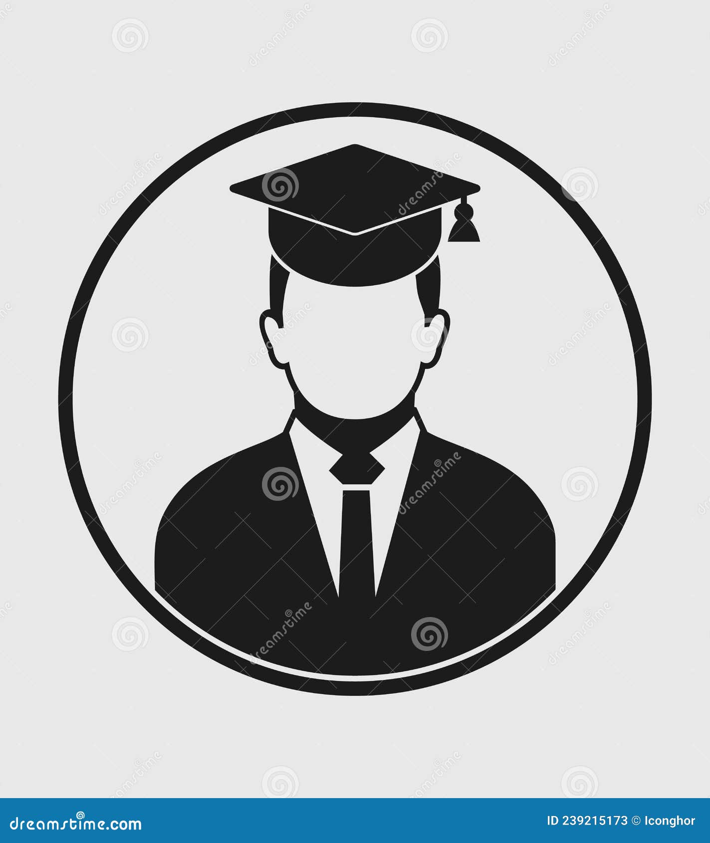 Male Graduate Student Profile Icon with Gown and Cap. Flat Style Vector ...