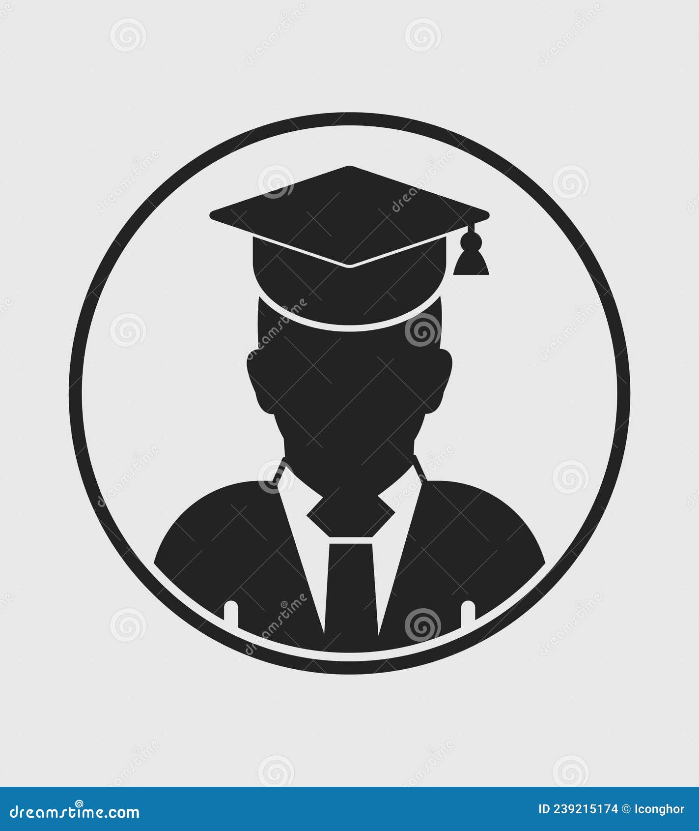 Male Graduate Student Profile Icon with Gown and Cap. Flat Style Vector ...
