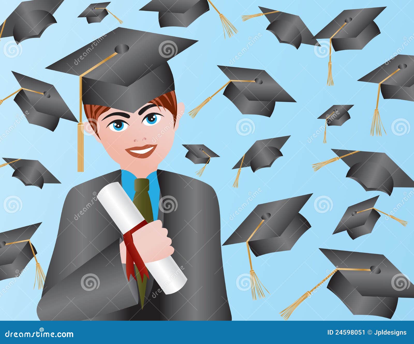 Male Graduation Illustration Stock Vector - Illustration of drawing ...