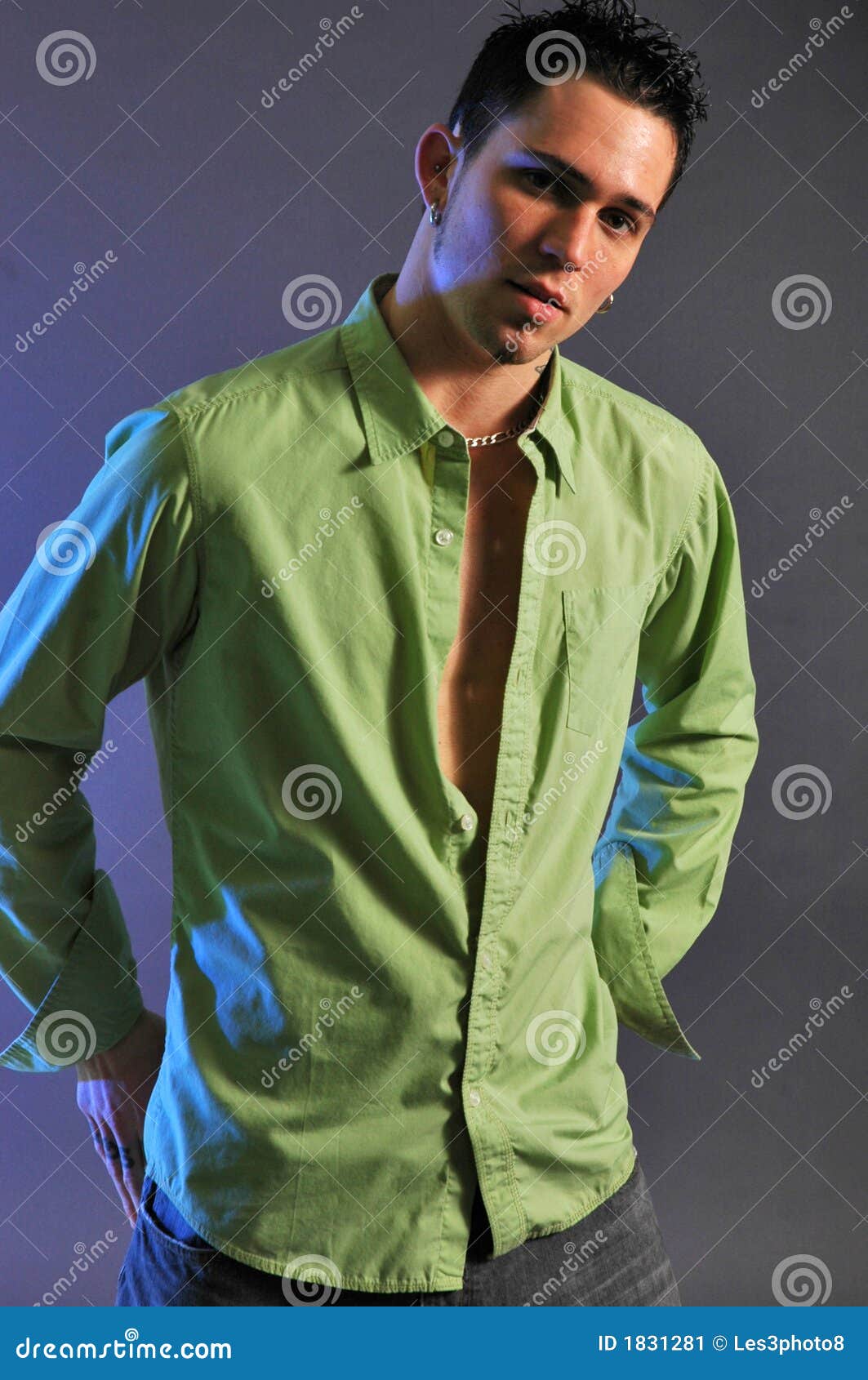 Male in green shirt stock image. Image of look, green - 1831281