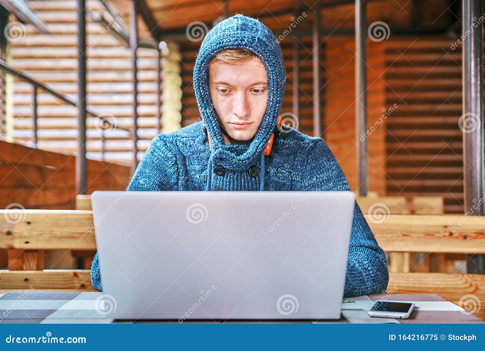 Male Hacker at the Computer. Digital Technology Protection Concept ...