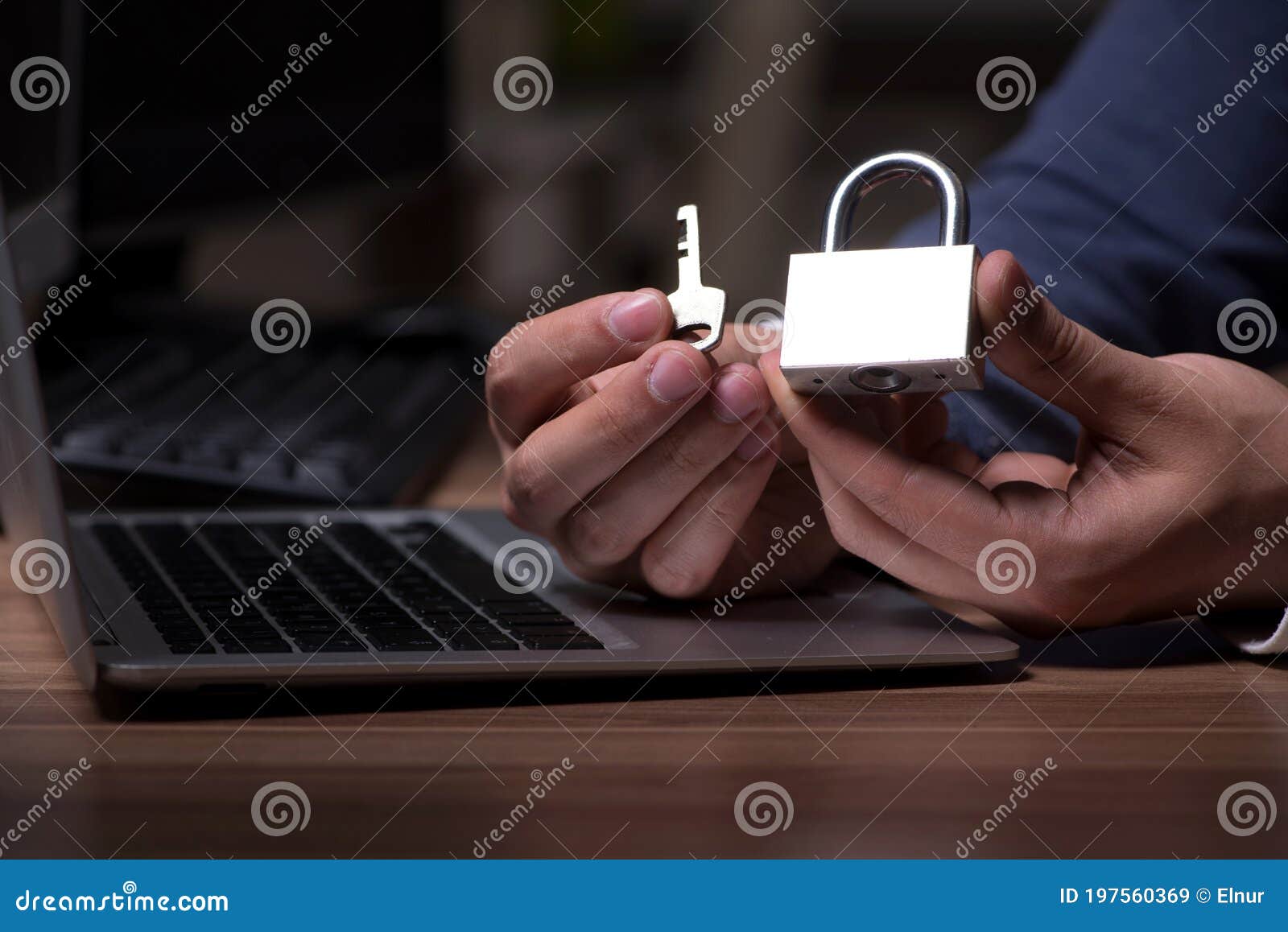 Male Hacker Hacking Security Firewall Late in Office Stock Image ...