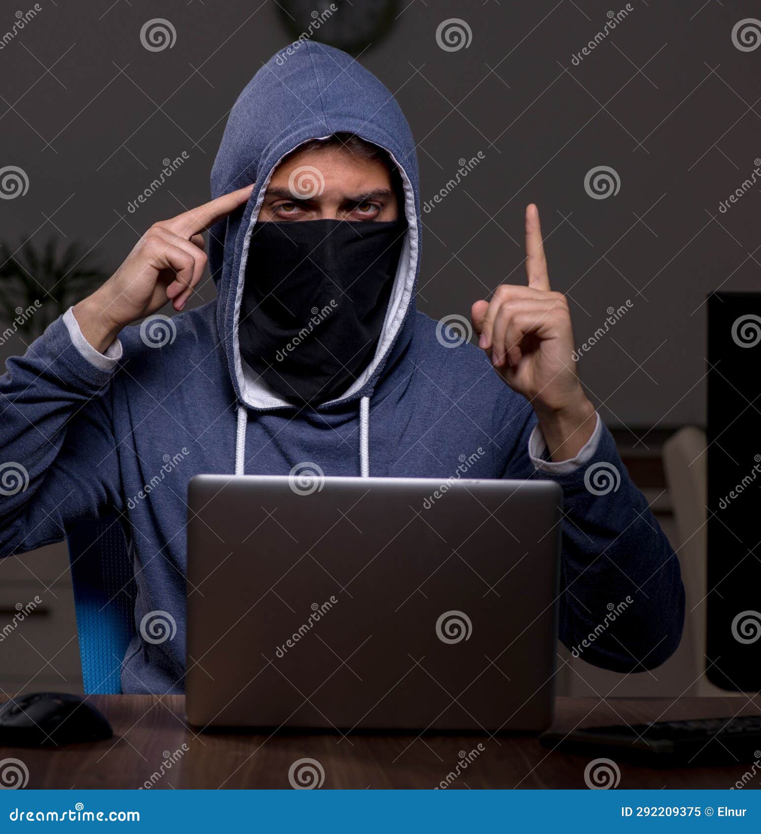 Male Hacker Hacking Security Firewall Late in Office Stock Image ...