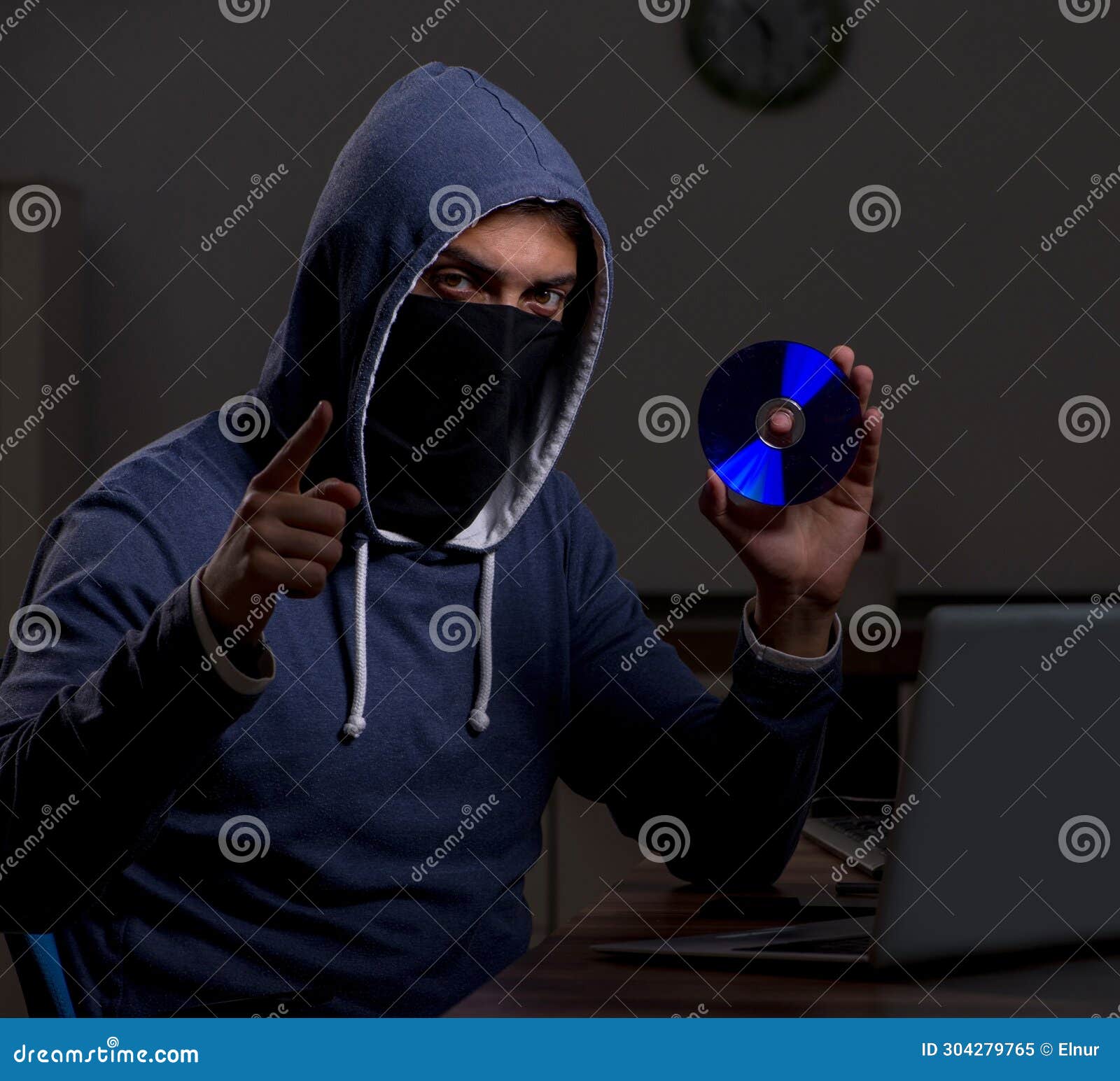 Male Hacker Hacking Security Firewall Late in Office Stock Image ...