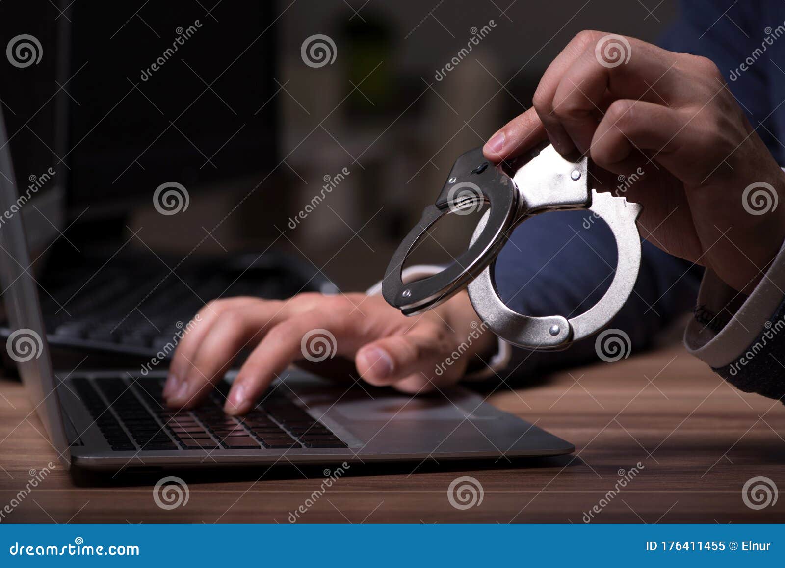 Male Hacker Hacking Security Firewall Late in Office Stock Image ...