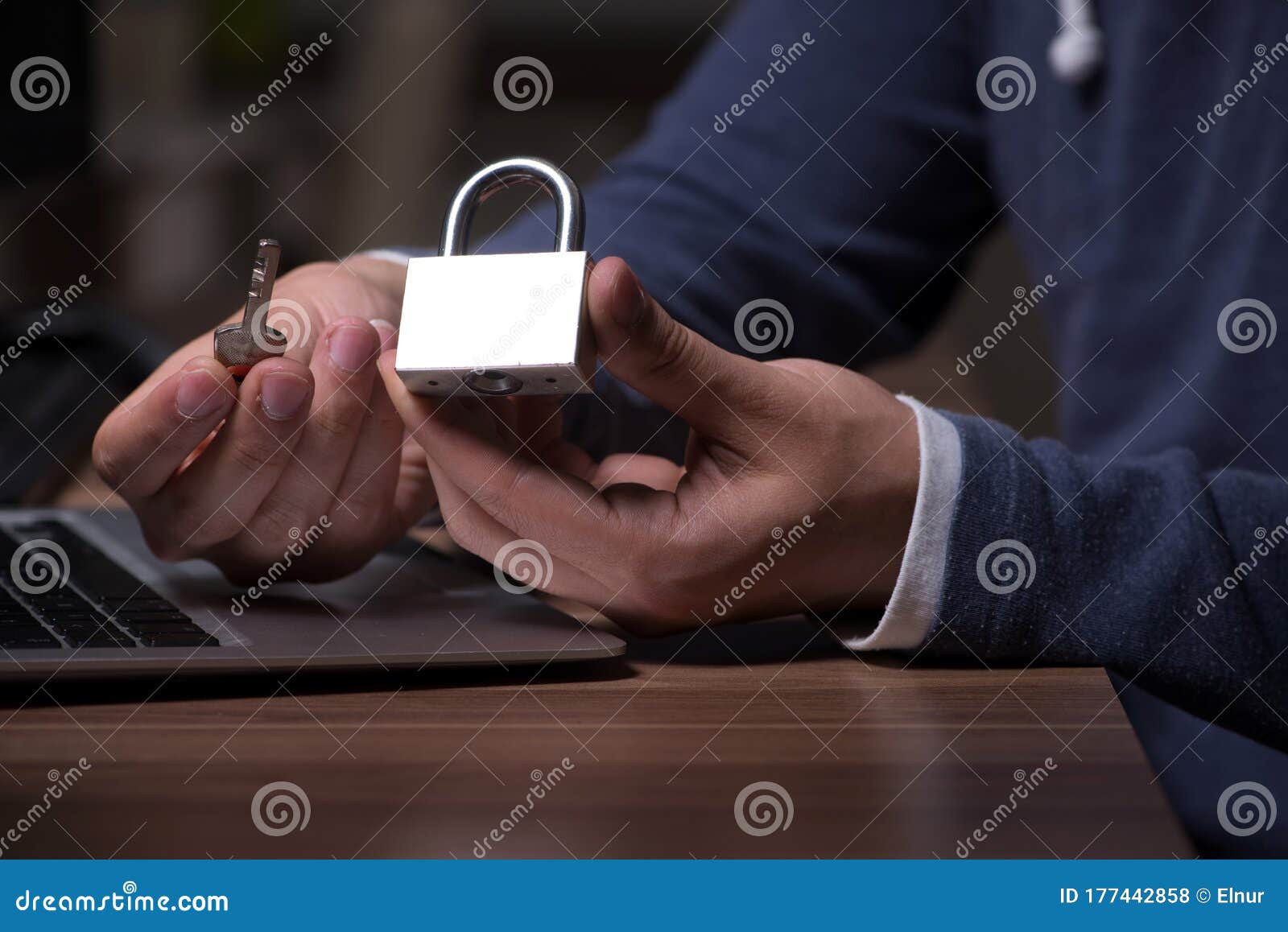 Male Hacker Hacking Security Firewall Late in Office Stock Photo ...