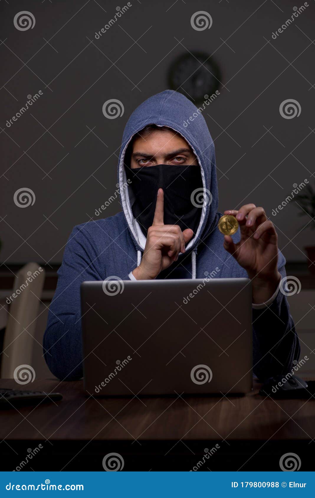 Male Hacker Hacking Security Firewall Late in Office Stock Photo ...