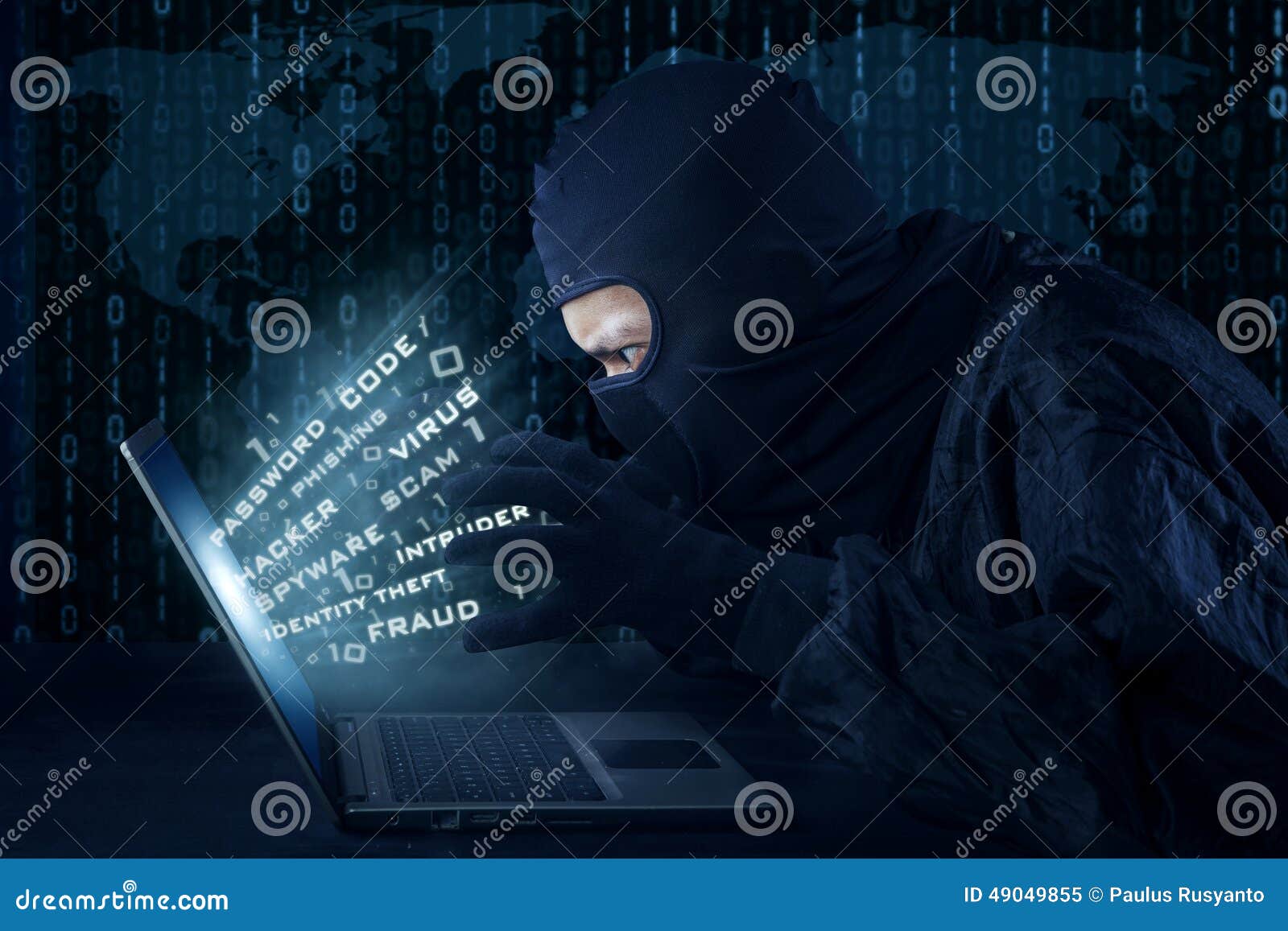 Male Hacker with Mask Stealing Information Stock Image - Image of ...