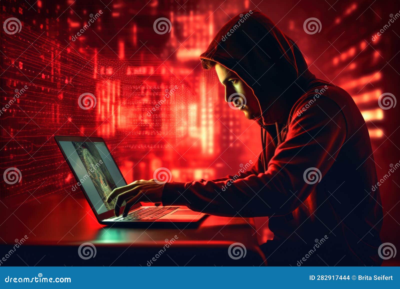 Male Hacker Thinking About The Problem Of Hacking And Stealing Access Databases With Passwords