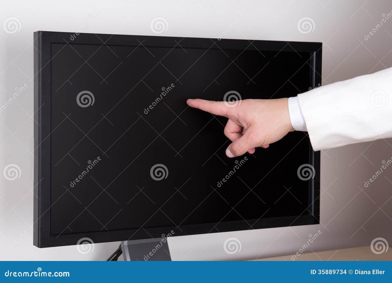 Male Hand and Big Black Touchscreen Stock Photo - Image of business ...
