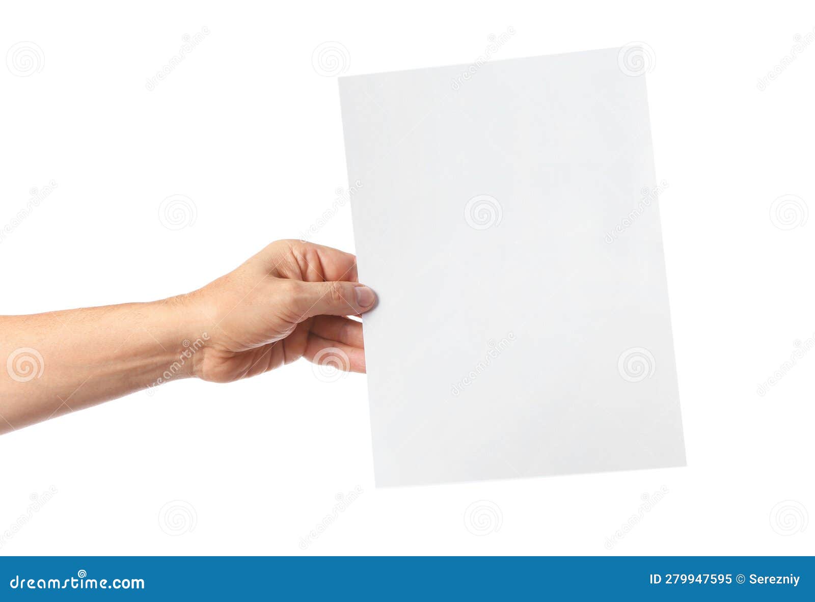 Male Hand with Blank Paper on White Background Stock Image - Image of ...