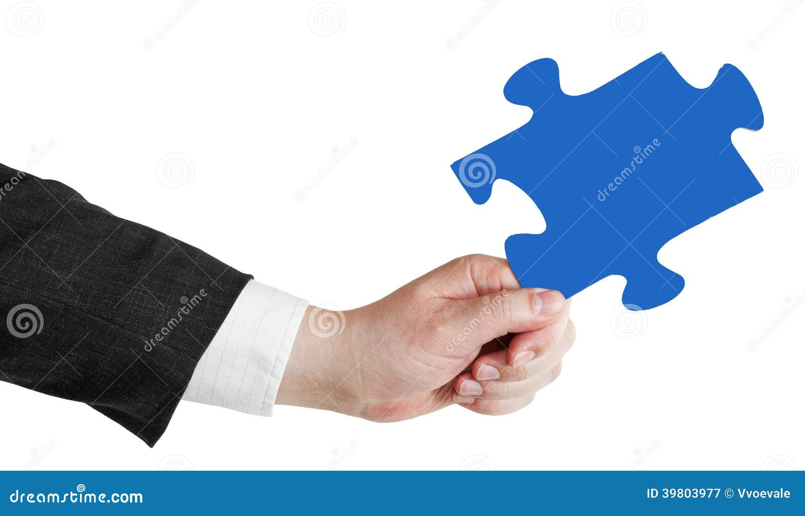 Male Hand with Blue Puzzle Piece Stock Image - Image of hand, business ...