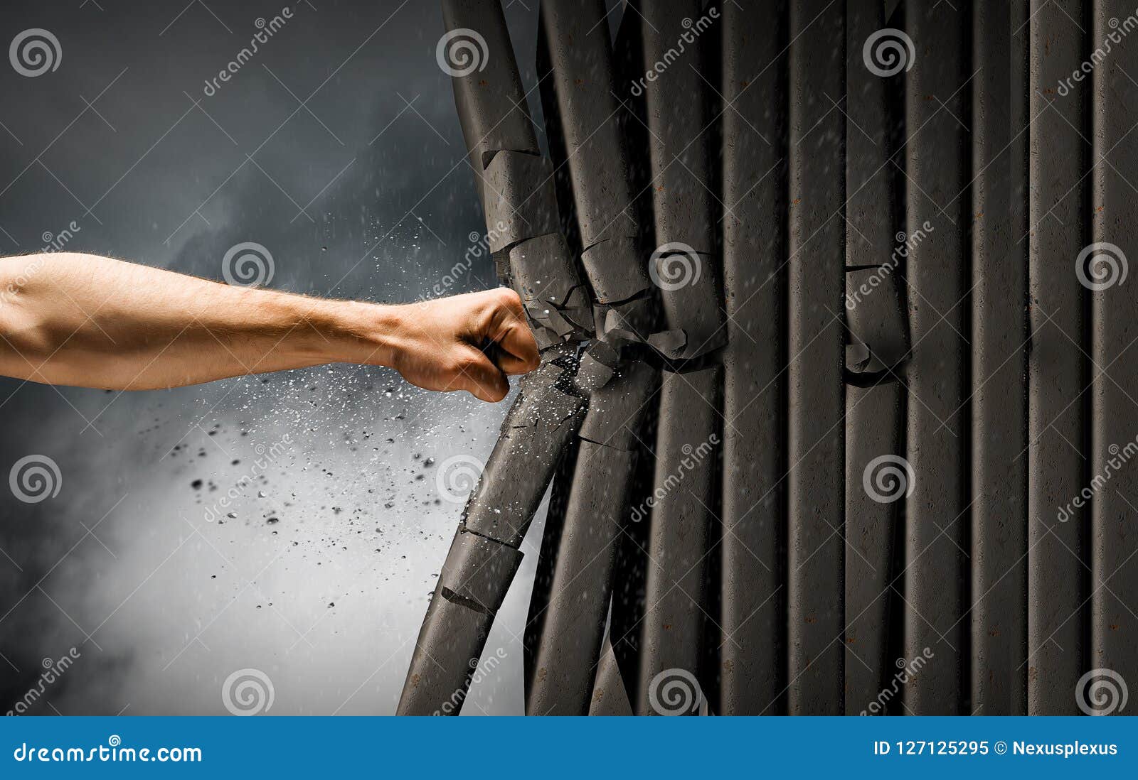 Hand Breaking Stack. Mixed Media Stock Image - Image of break ...